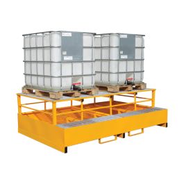 Galvanised Steel Double IBC Spill Pallet With Dispensing Frame