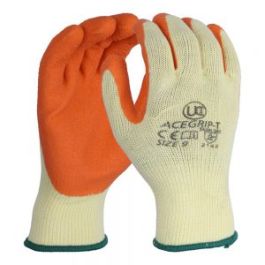 Orange Ace Grip Palm Coated Gloves